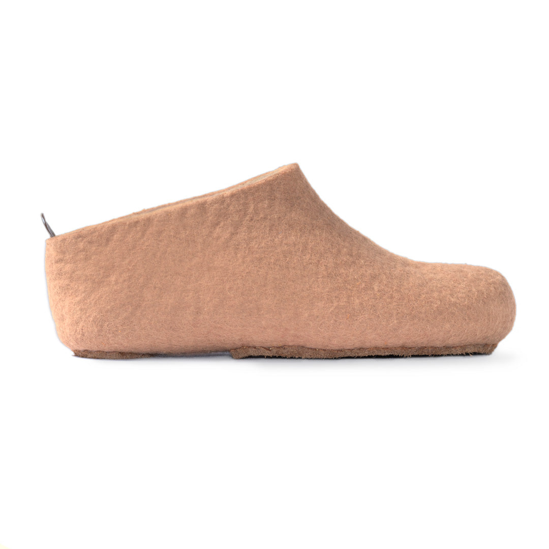 SALE 100% wool felt soft coral slippers with a natural undyed wool int ...